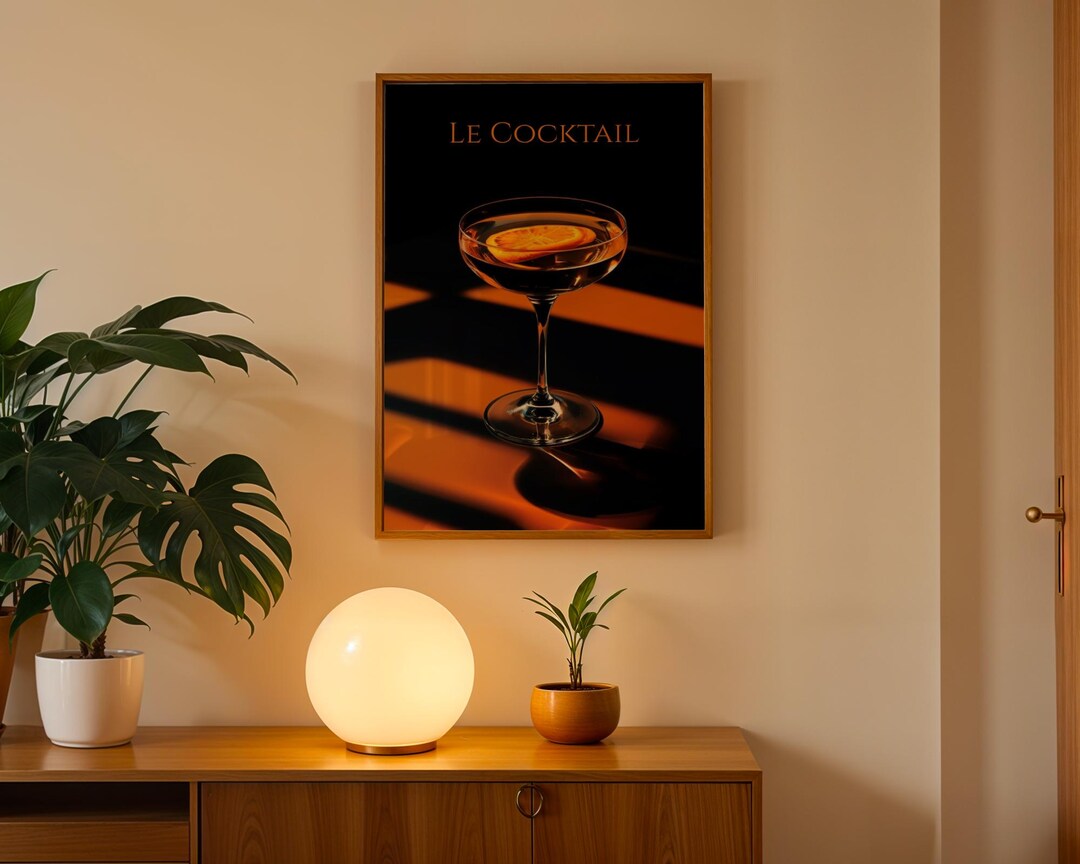 Sophisticated Orange Cocktail Poster, “le Cocktail” Elegant Bold Art ...