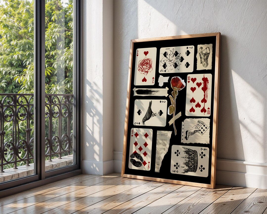 Vintage Alternative Playing Card Black and Red Collage Poster, Alt Art ...