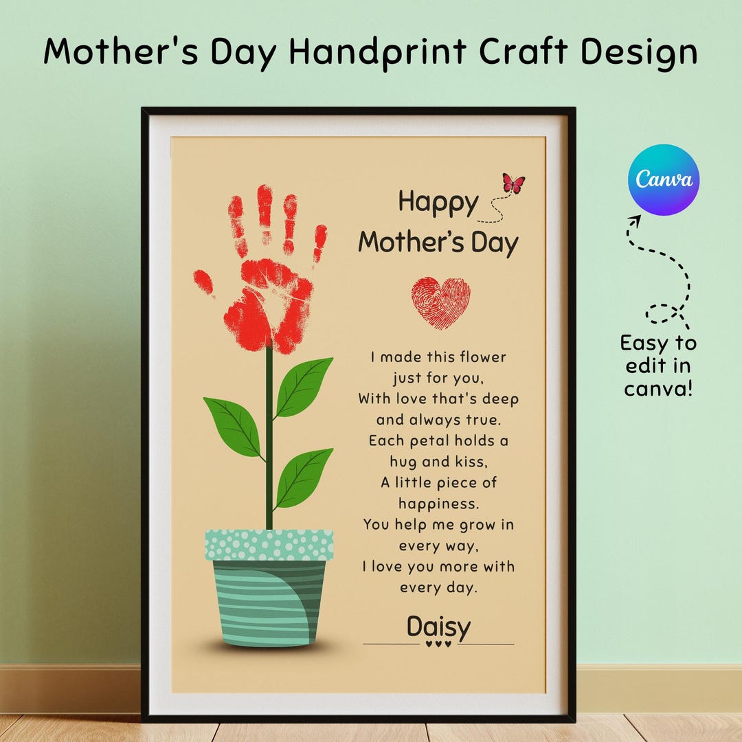 HANDPRINT CRAFT, Handprint Art, MOTHER’S Day Craft Handprint Art ...