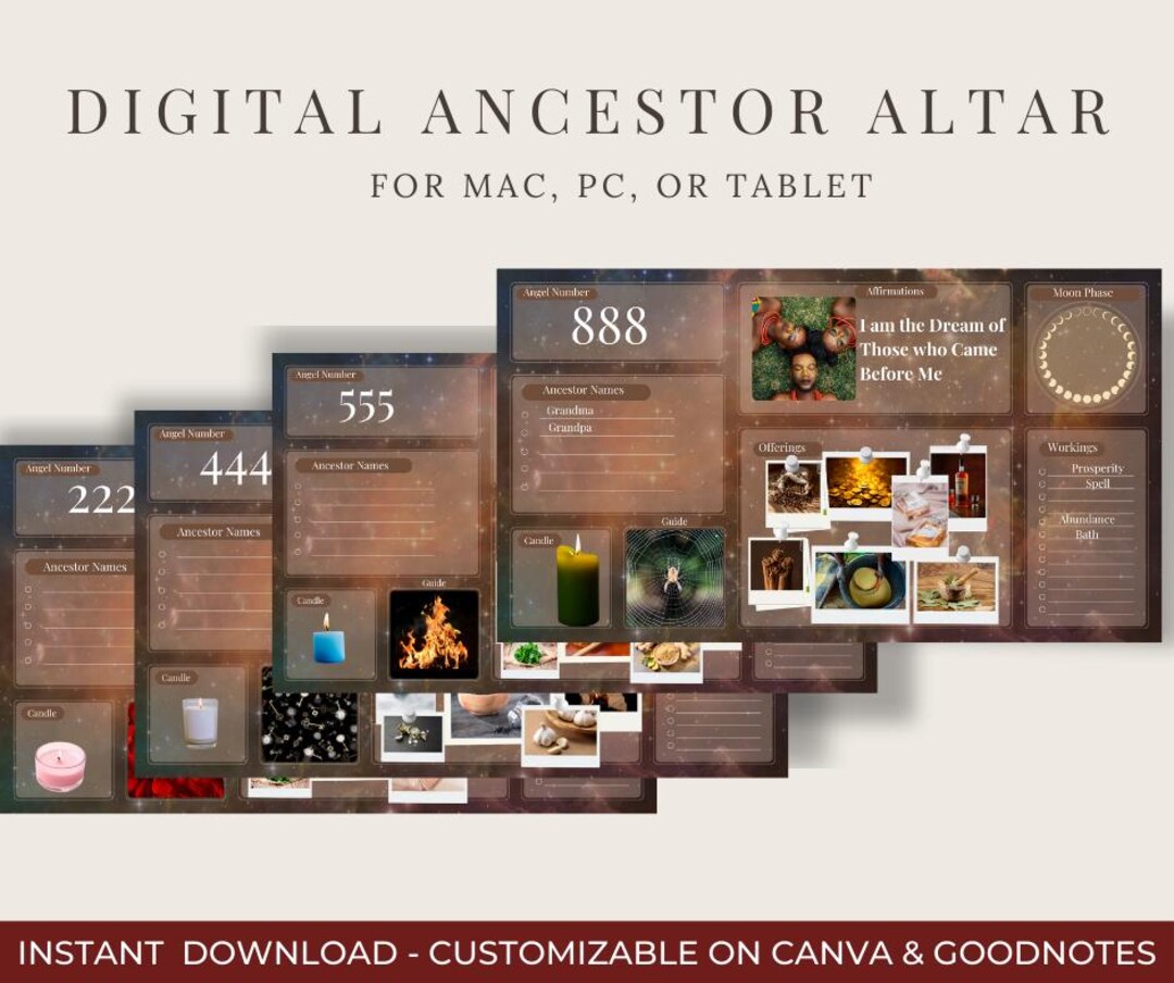 Digital Ancestor Altar Kit | Customizable Canva & Goodnotes Template ...