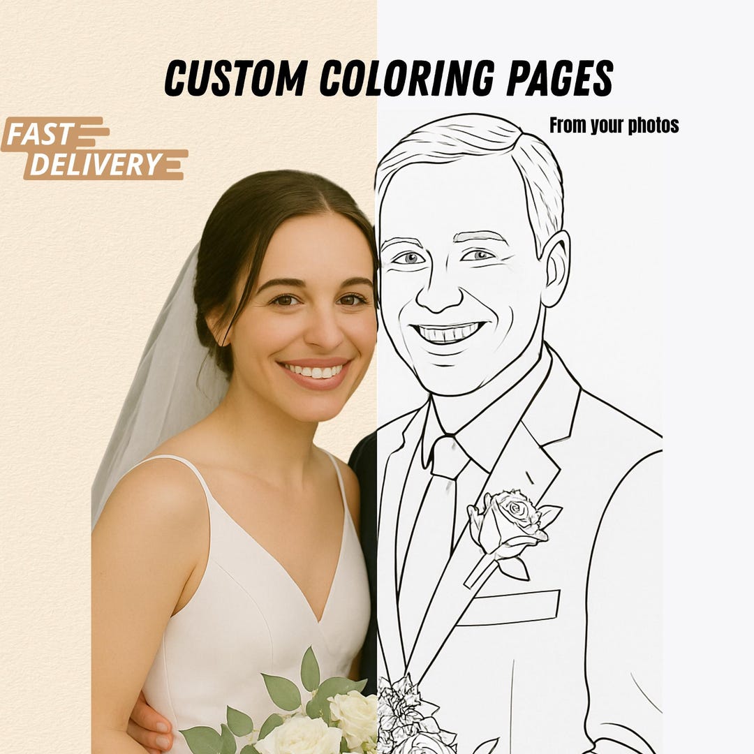 Personalized Coloring Pages, Custom Photo to Coloring Book, Digital ...