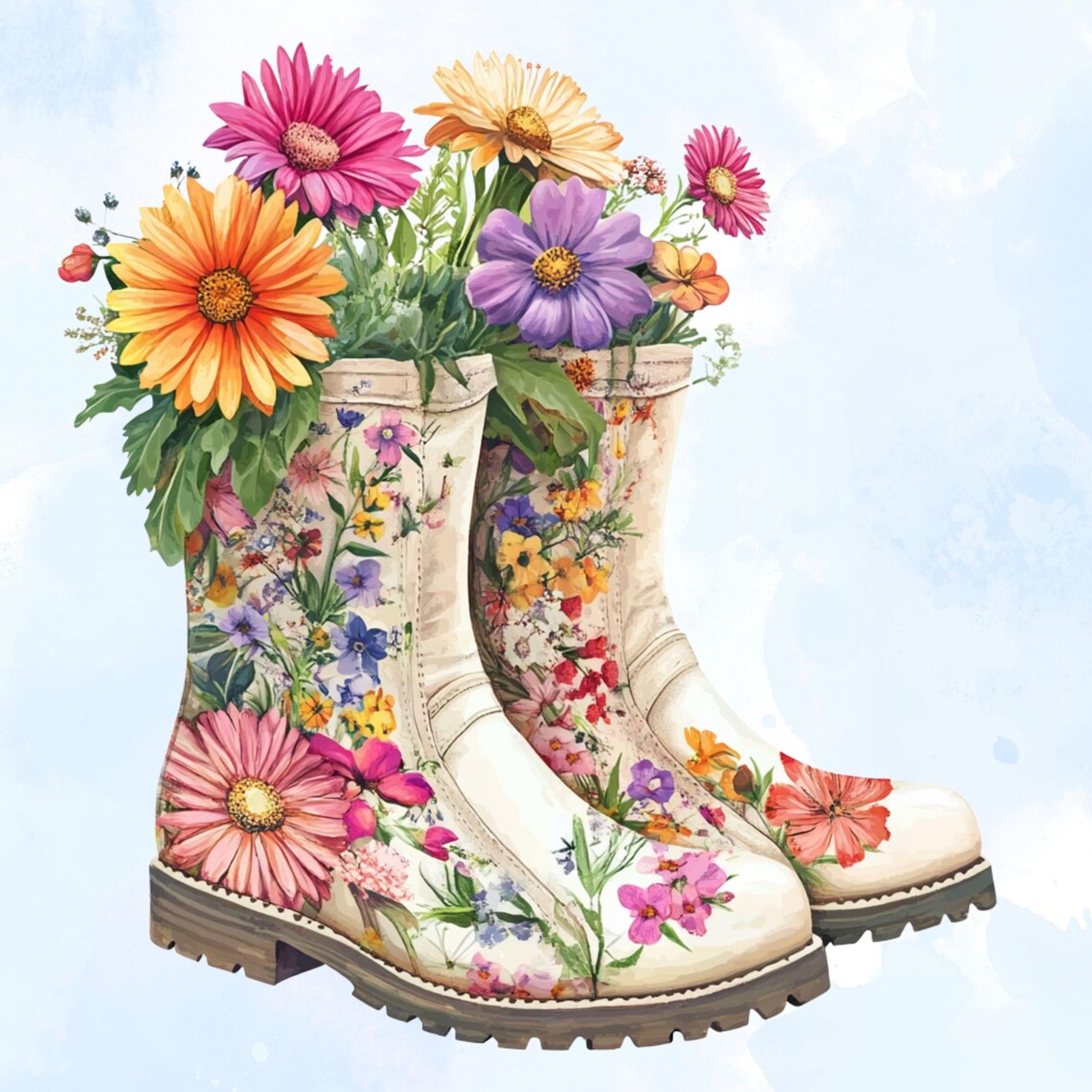 36 Spring Garden Boots Clipart | Floral Pngs With Transparent ...
