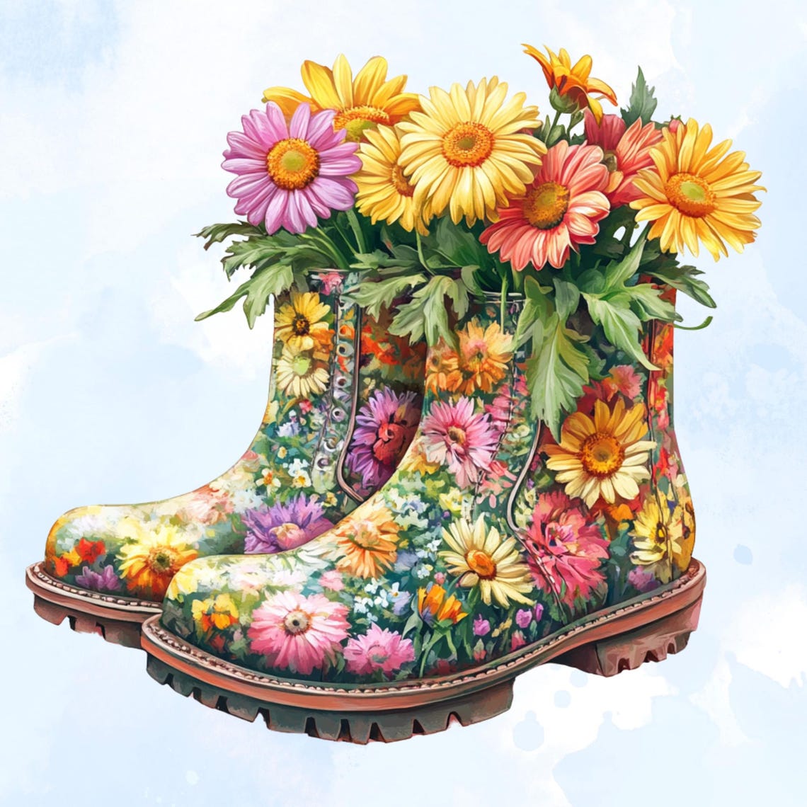36 Spring Garden Boots Clipart | Floral Pngs With Transparent ...