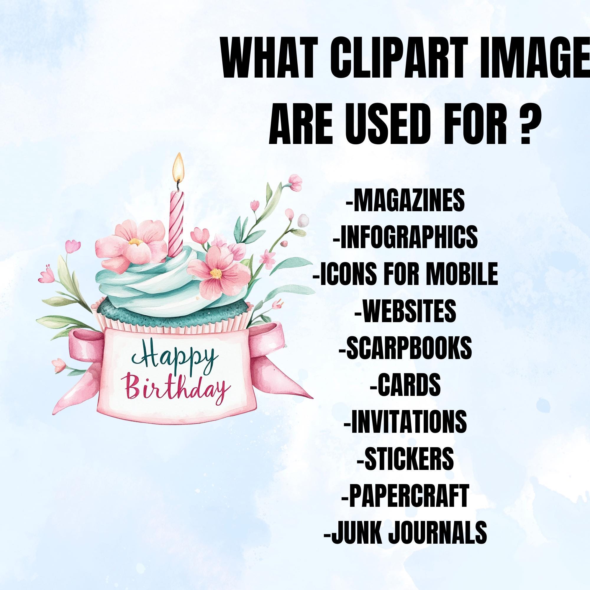 20 Birthday Cupcake PNG Bundle | Cute Party Clipart | Happy Birthday ...