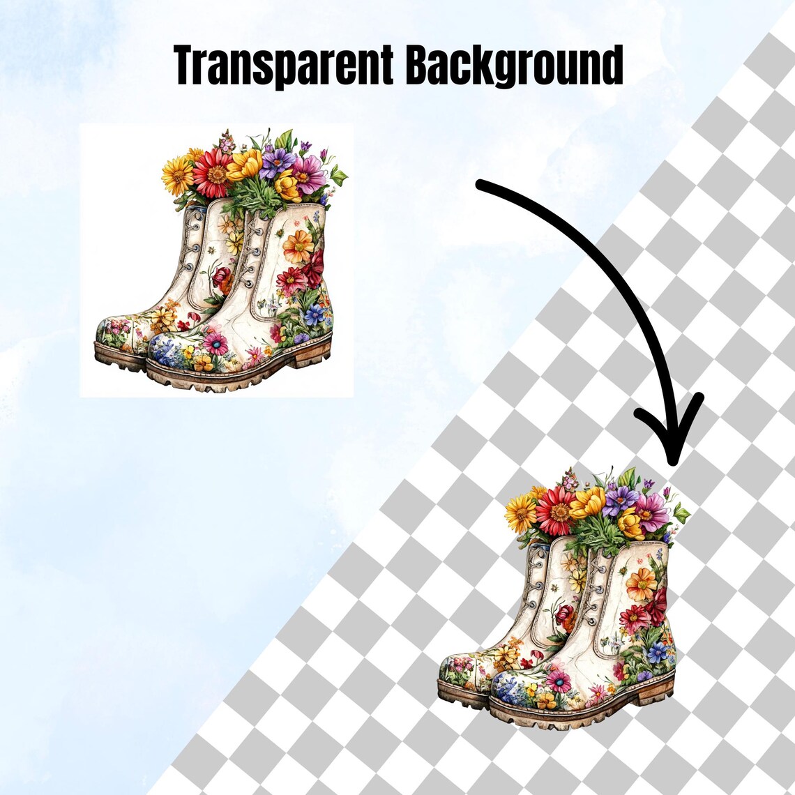 36 Spring Garden Boots Clipart | Floral Pngs With Transparent ...
