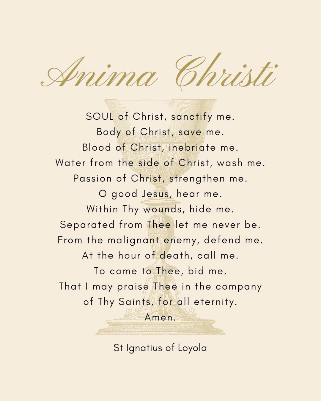 Anima Christi Prayer Print: St. Ignatius Catholic Gift - Etsy
