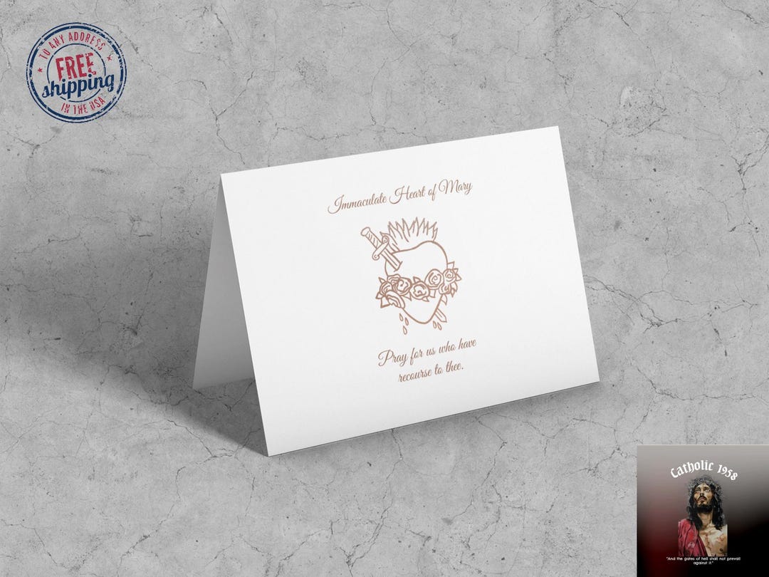 Set of 6 Immaculate Heart of Mary Note Cards Foil Thank You ...