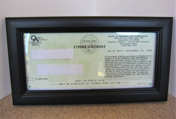 Black Satin Business / Cosmetology License Frame - Etsy