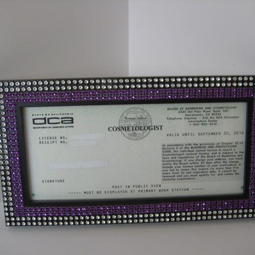 Black Satin Business / Cosmetology License Frame - Etsy