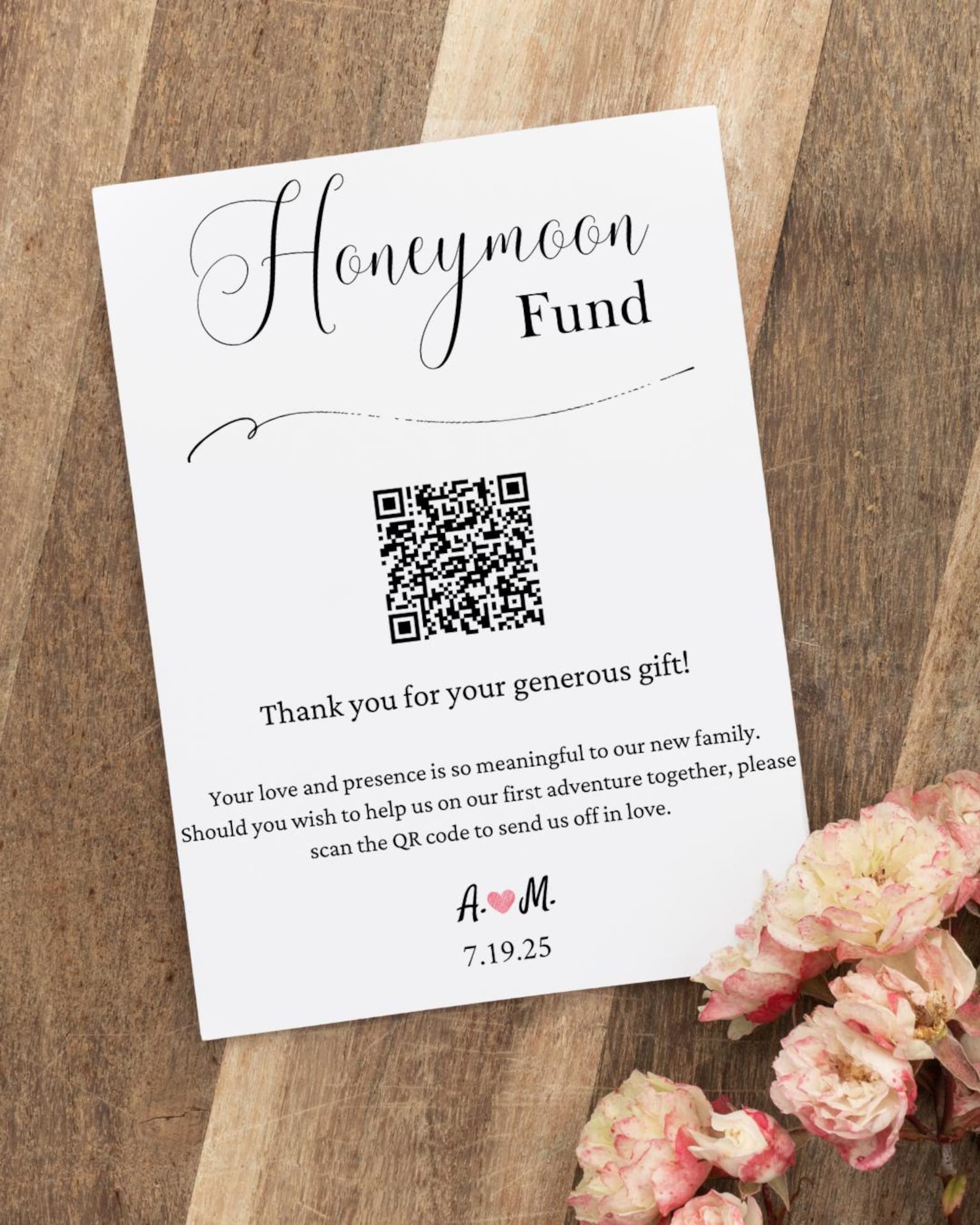 Wedding Honeymoon Fund QR Code Sign Editable Template Venmo QR Code ...