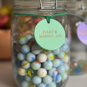 Personalised Leather Reward Jar Label for Kids, Children Treat Tin Tag ...