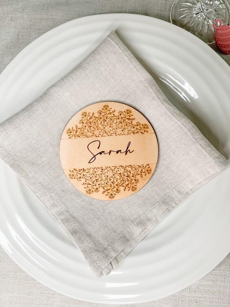 Wooden Place Setting Wedding Favour, 5th Anniversary Coasters ...