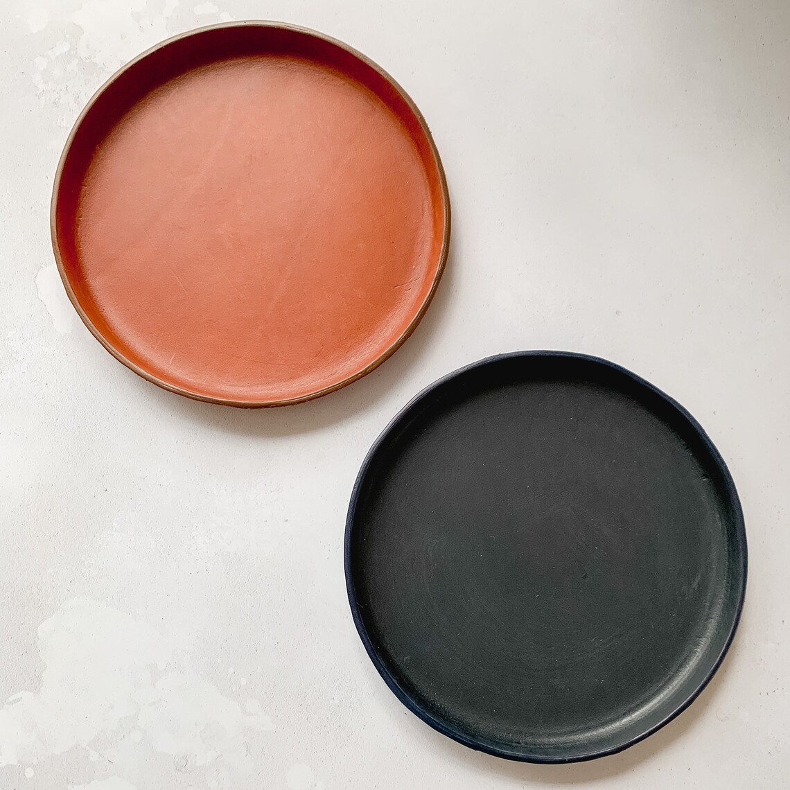 Tan Round Leather Tray Handmade Perfect for Storage of Small - Etsy