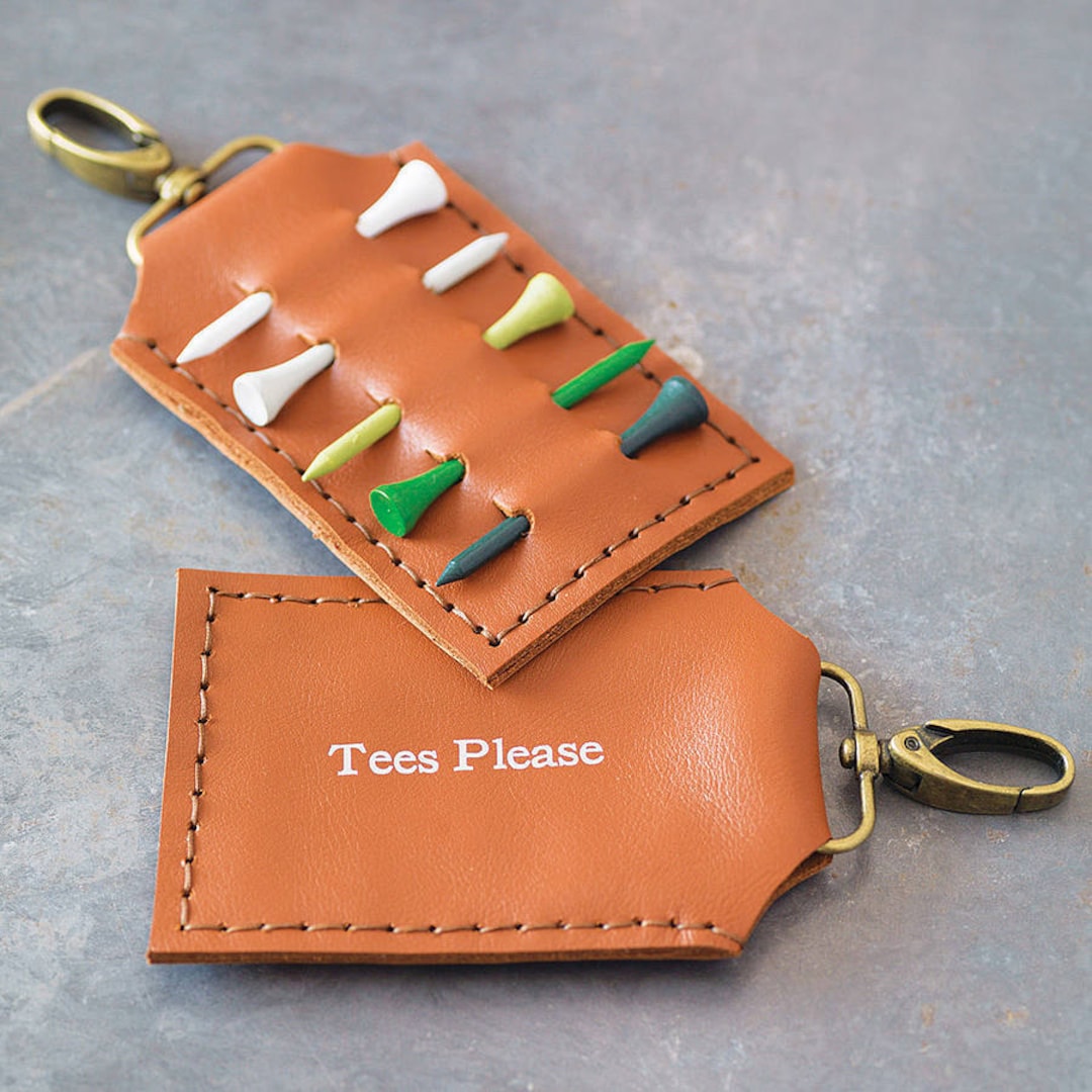 Leather Golf Tee Holder - Gifts for Golfers - Personalised Leather ...