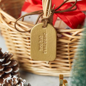 Metallic Leather Gift Tag Label Christmas Basket or Hamper. - Etsy