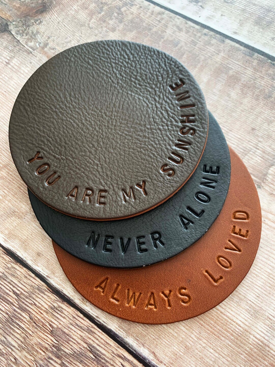 Classic Hand Stamped Leather Coasters - Gifts for the Home, New Home ...