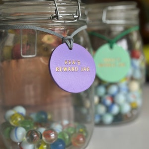 Personalised Leather Reward Jar Label for Kids, Children Treat Tin Tag ...