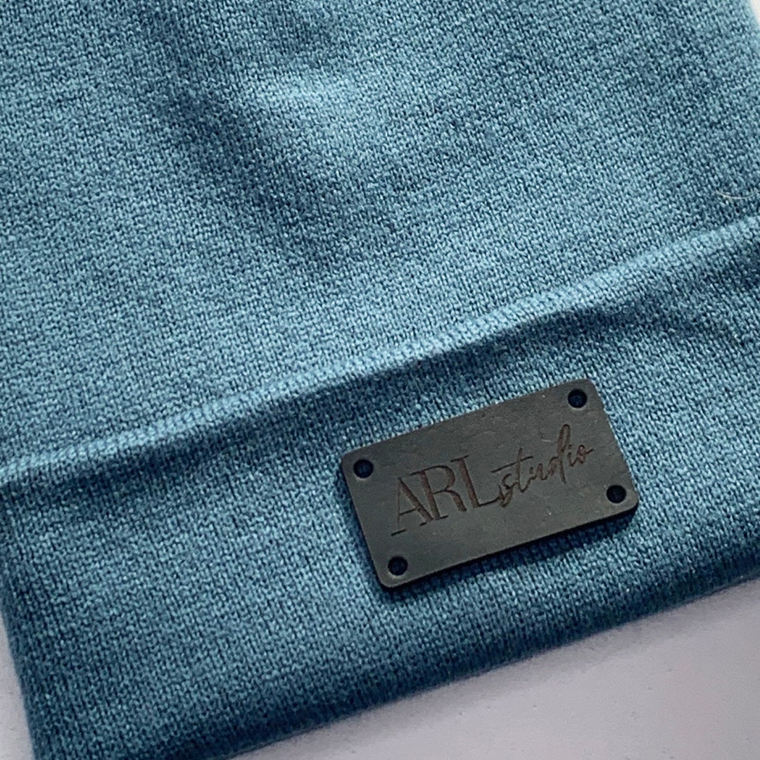 Laser Engraved Logo Leather Tag for Beanie Hat. Personalised Hat Label ...