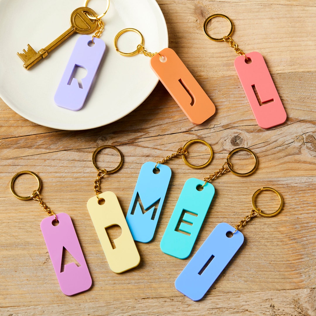 Acrylic Pastel Monogram Keyring, Keychain, Stocking Filler. Gift for ...