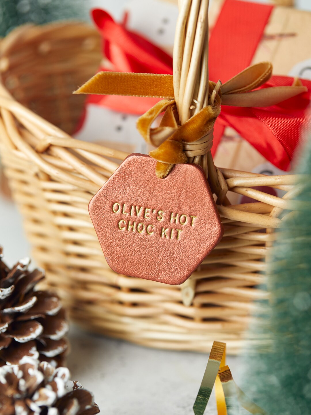 Metallic Leather Gift Tag Label Christmas Basket or Hamper. - Etsy