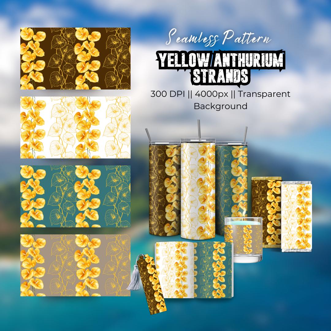 Yellow Anthurium Lei and Outline Seamless Pattern Transparent ...