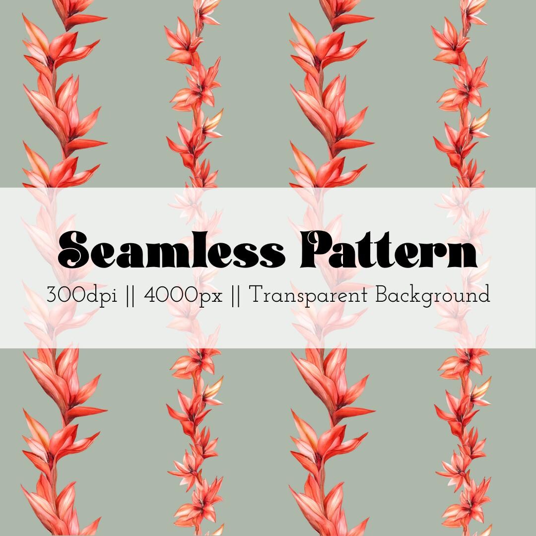 Bird of Paradise Lei Strands Seamless Pattern Transparent Background ...