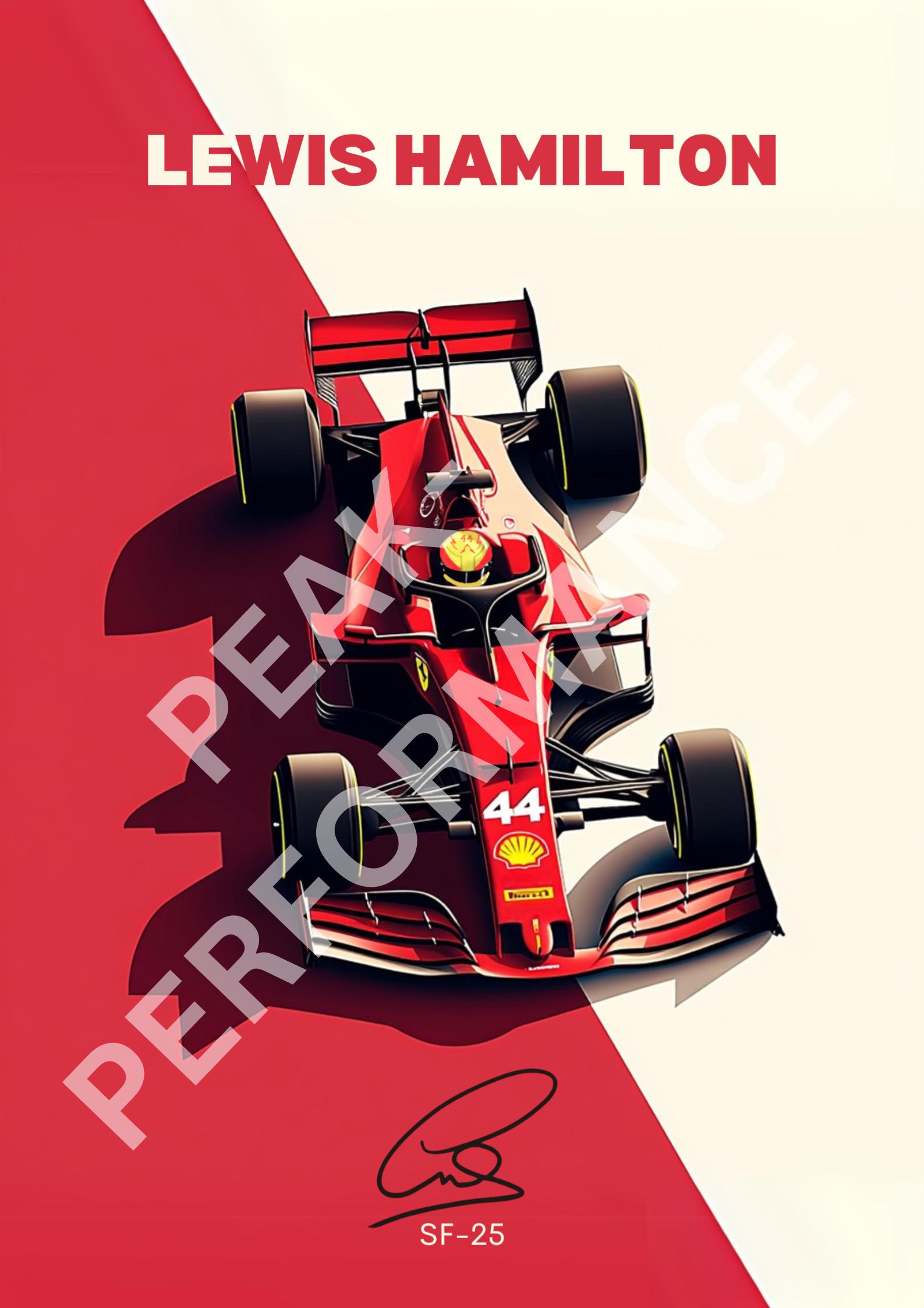 Lewis Hamilton Ferrari A4 Wall Art 2025, PNG, Poster, Minimalistic ...