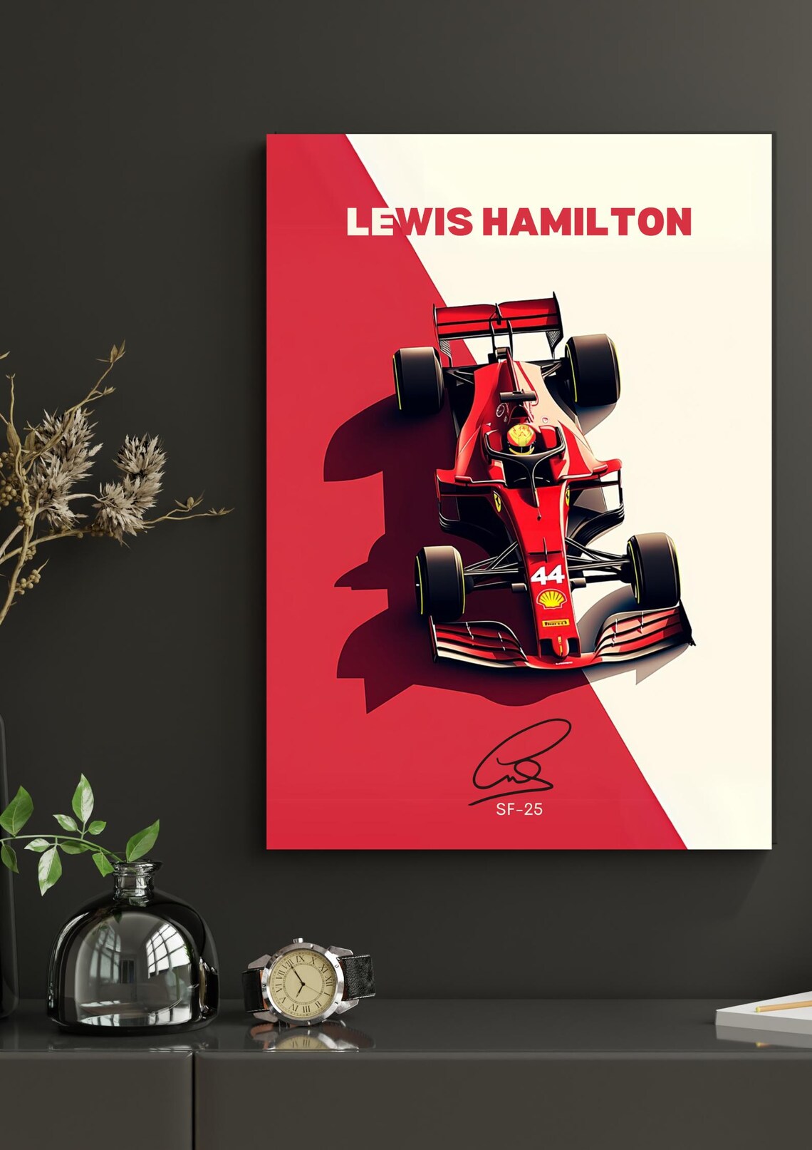 Lewis Hamilton Ferrari A4 Wall Art 2025, PNG, Poster, Minimalistic ...