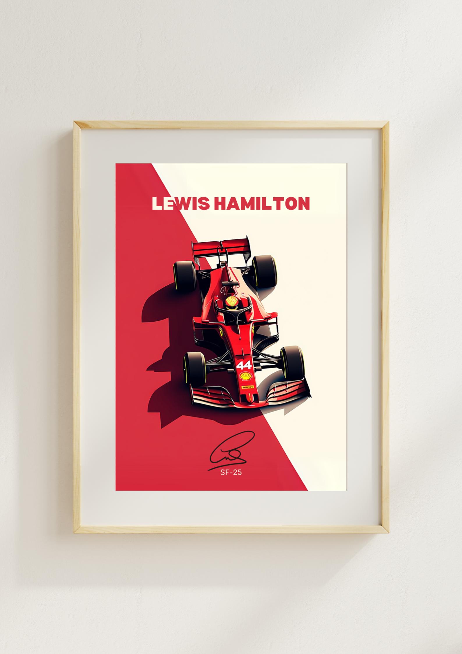 Lewis Hamilton Ferrari A4 Wall Art 2025, PNG, Poster, Minimalistic ...