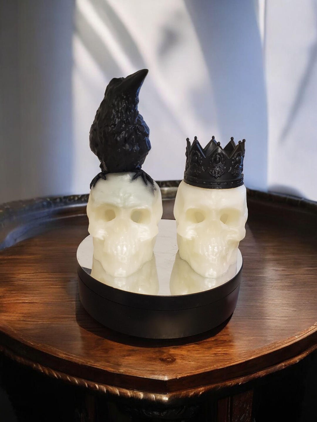 Raven and Crown Skull Set – Gothic Decor for Witches, Tarot Lovers, and ...