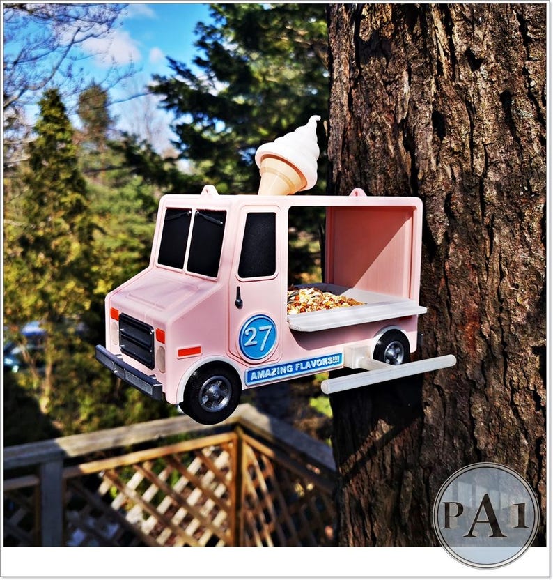 Food Truck Bird Feeder – 3D Printed Burger or Ice Cream Truck – Fun ...
