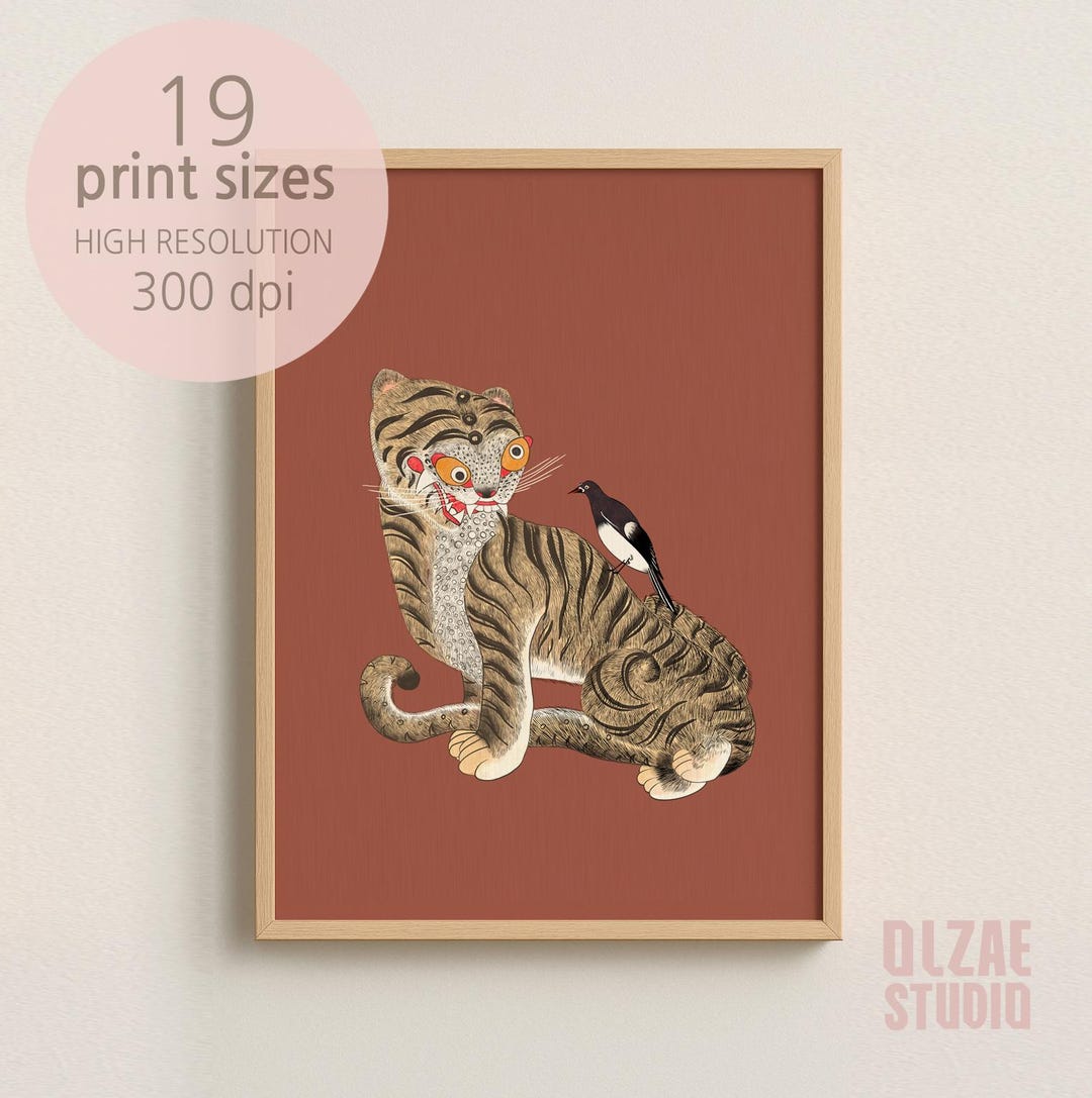 Tiger & Magpie – Minhwa Illustration / Korean Folk Art / Digital ...
