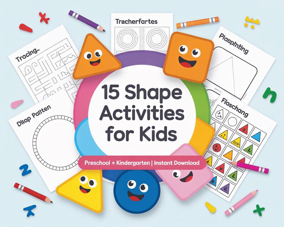 Printable Shapes Activity Bundle for Kids | 15 Fun Shape Worksheets ...
