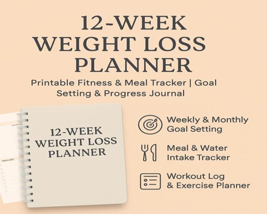 12-week Weight Loss Planner Printable Fitness and Meal Tracker Goal ...