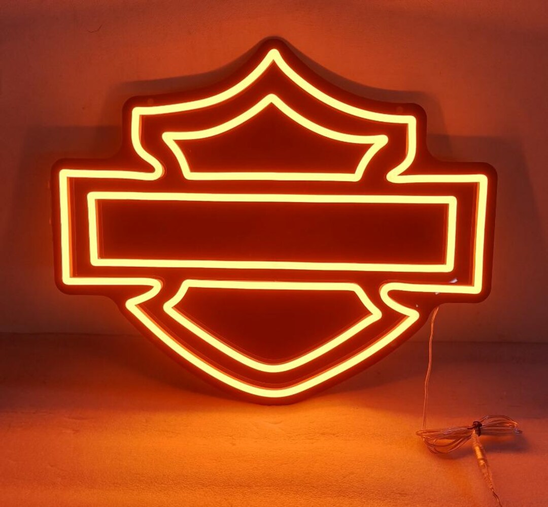 Harley Davidson Logo Neon Garage Sign, Personalized Man Cave Bar Décor ...