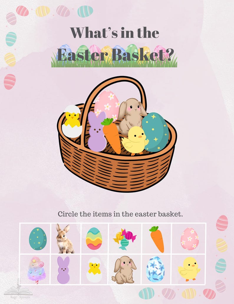 What is in the Easter Basket Worksheet Activity - Etsy Australia