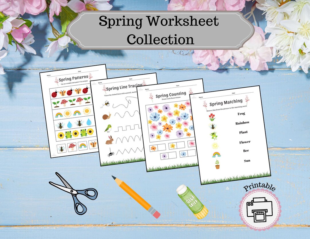 Spring Worksheets, Matching, Tracing, Patterns, and Counting - Etsy