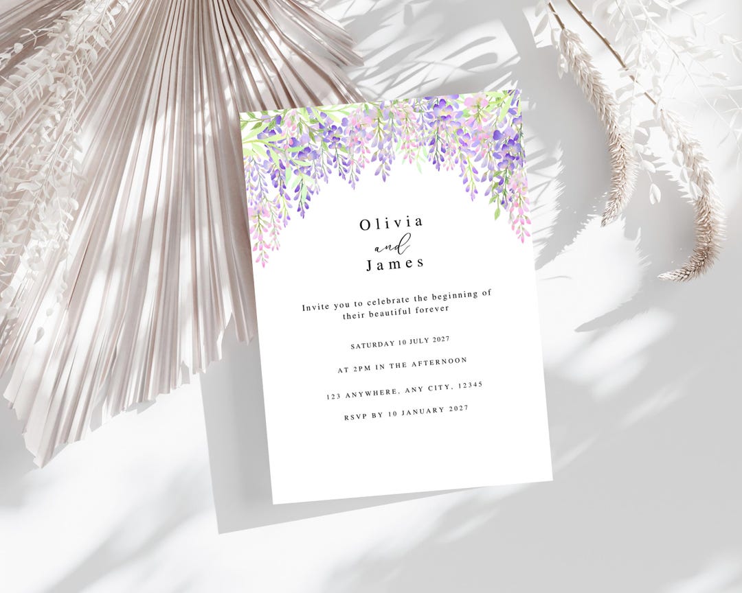 Hammered Textured Wedding Invitations - Floral Wedding Invitations - Etsy