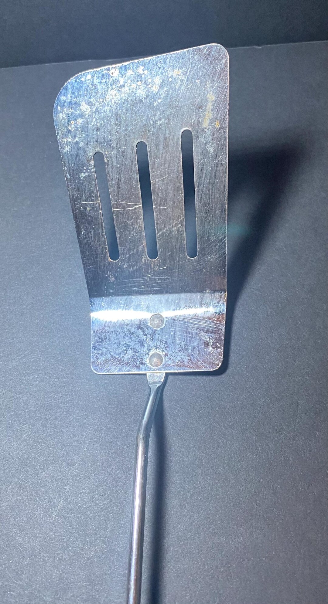 Vintage Long Slotted Spatula Turner With Wood Handle - Heavy Duty BBQ ...