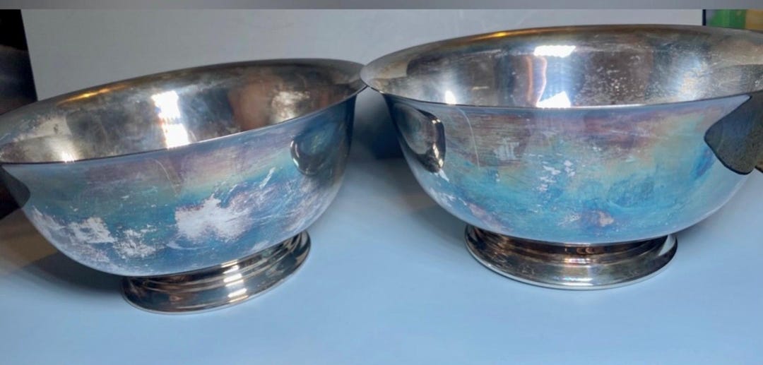 Vintage 1980s Kent Silversmith USA Bowls Set of 2 - Etsy