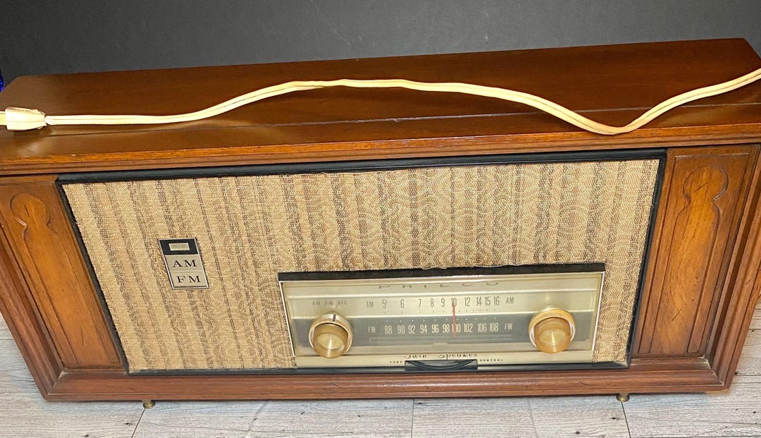 VINTAGE Philco Console Tube Radio AM FM Receiver Mid Century Modern ...