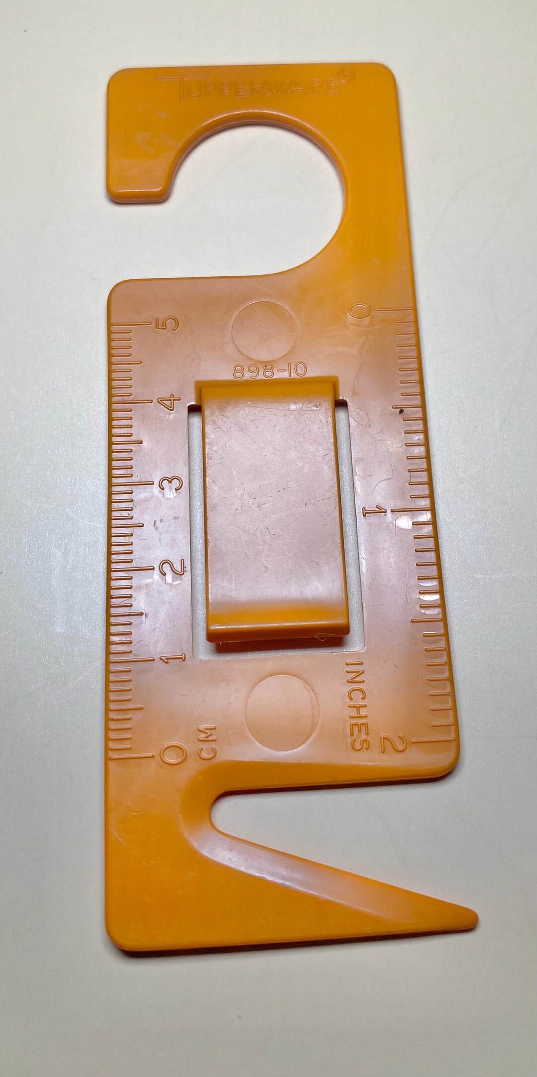 Vintage Tupperware Letter Opener Ruler Measurer Clip Gadget Orange #898 ...
