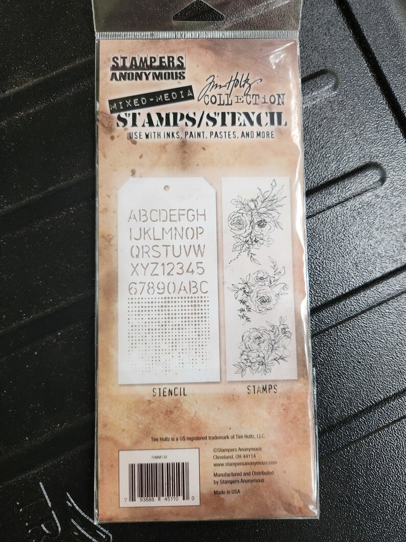 Tim Holtz Stamps/ Stencil Mixed Media Set - Etsy