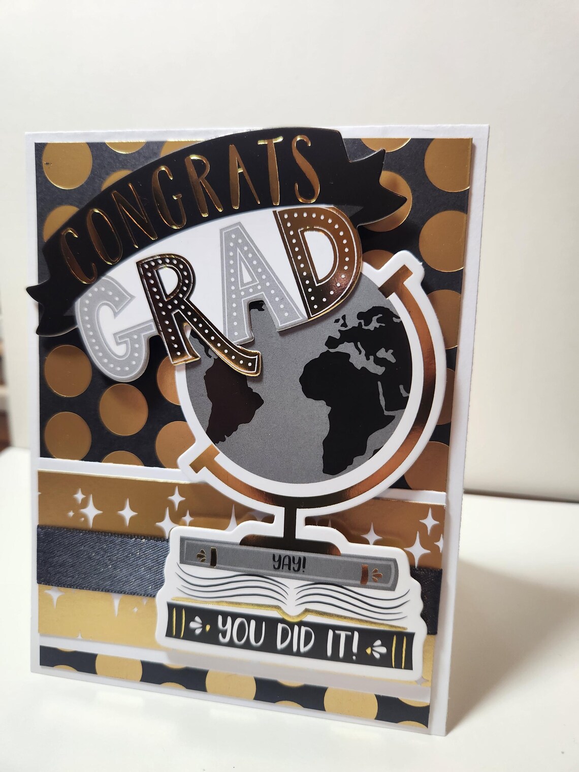 Handmade Graduation Metallic Gold Greeting Card Congrats - Etsy