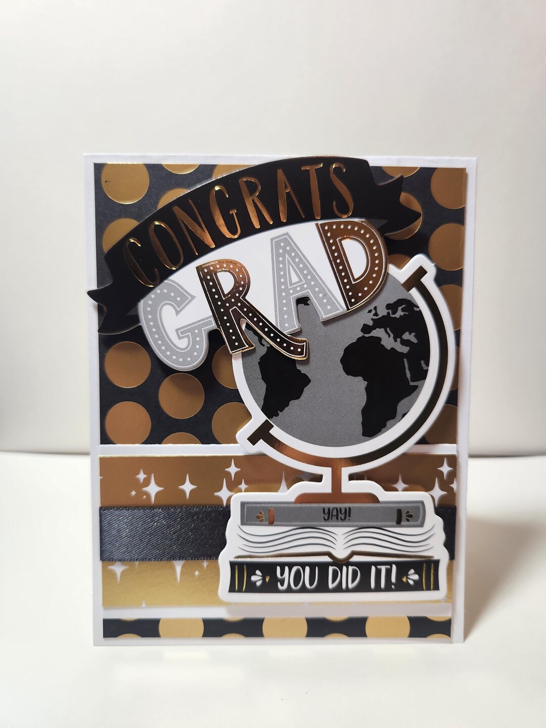 Handmade Graduation Metallic Gold Greeting Card Congrats - Etsy