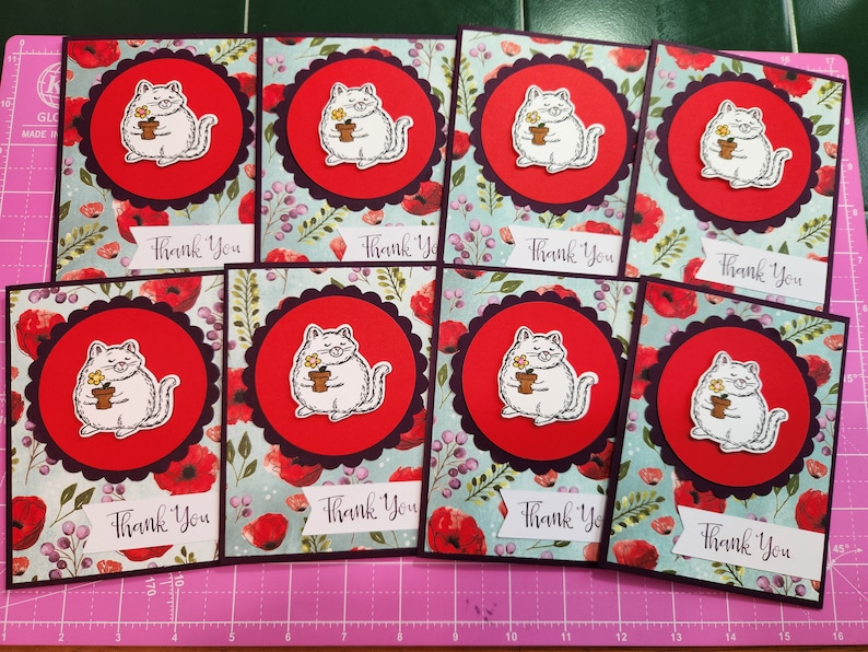 Handmade Thank You Fluffy Cat Card - Etsy