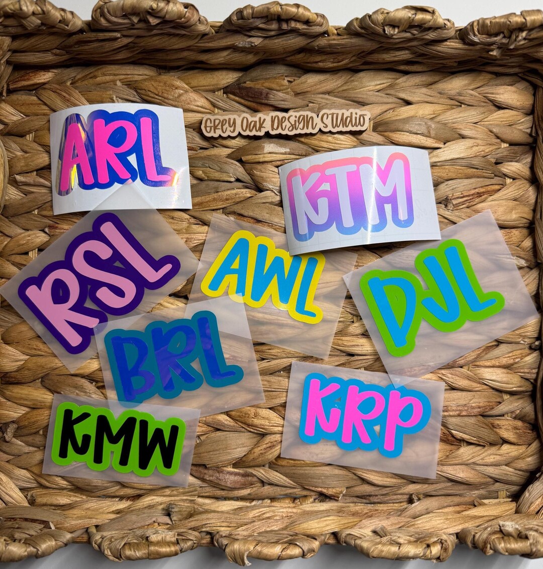 Custom Double Layer Monogram Vinyl Decal | Holographic Initials Sticker ...