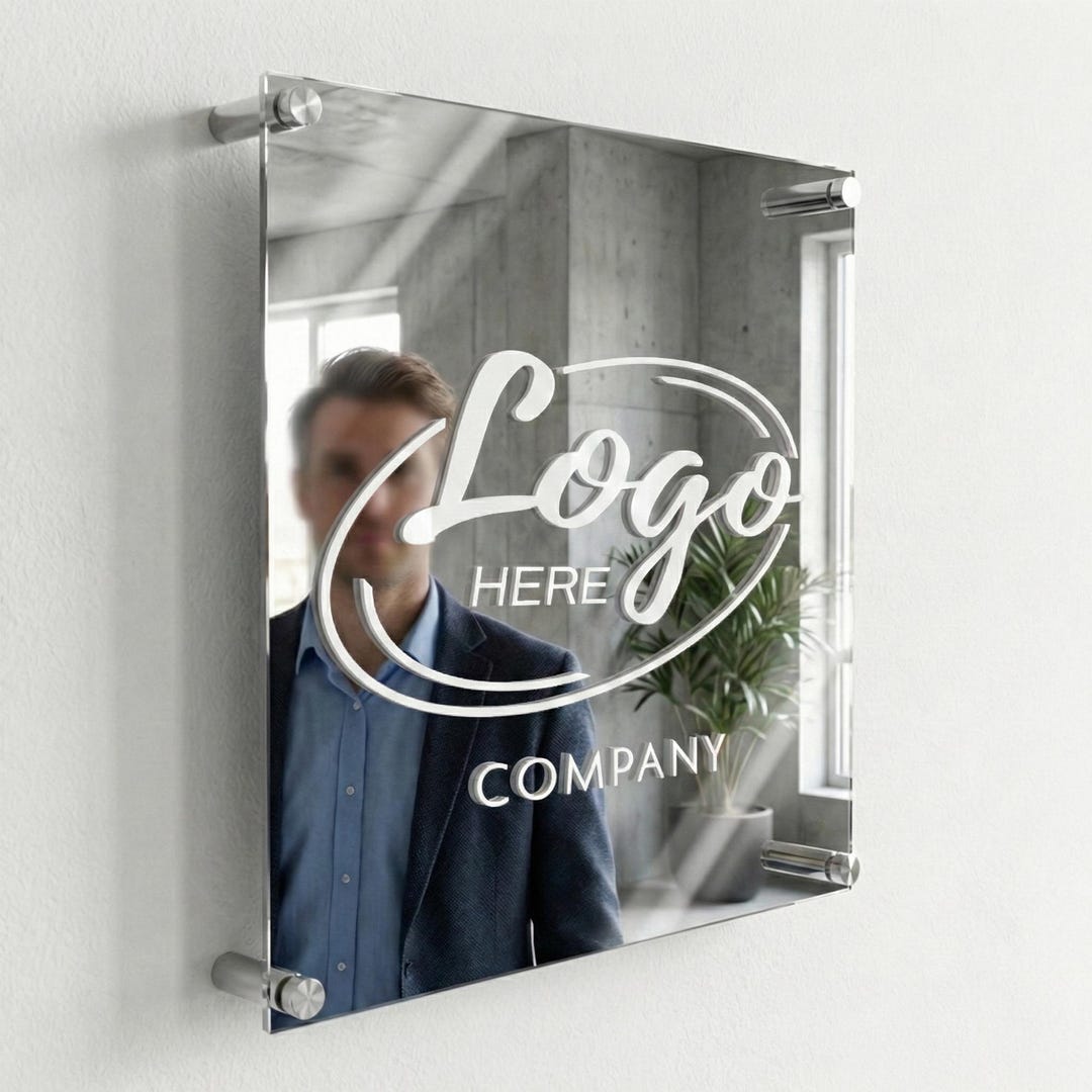 Custom Acrylic Mirror Business Logo Sign, 3D Office Wall Decor - Etsy