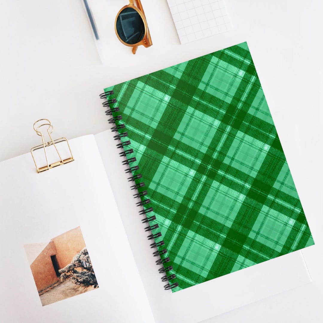 Green Plaid Spiral Notebook | Student Journal, Daily Planner - Etsy