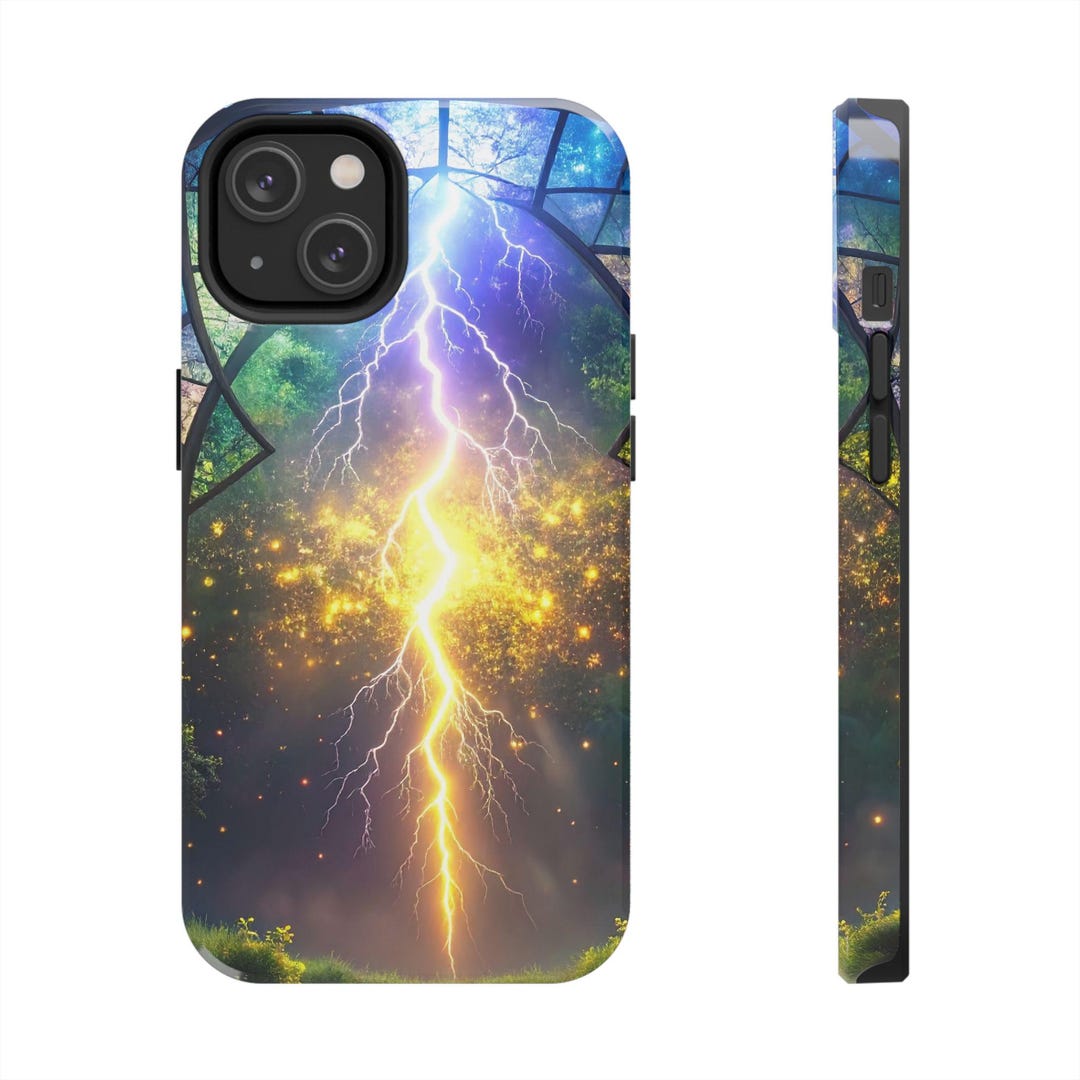 Lightning Bolt Stained Glass Phone Case: Shockproof Tech Gift - Etsy